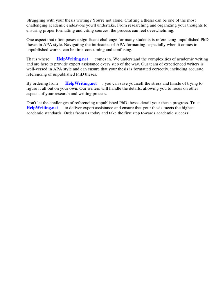 Referencing Unpublished PHD Thesis Apa | PDF | Thesis | Apa Style