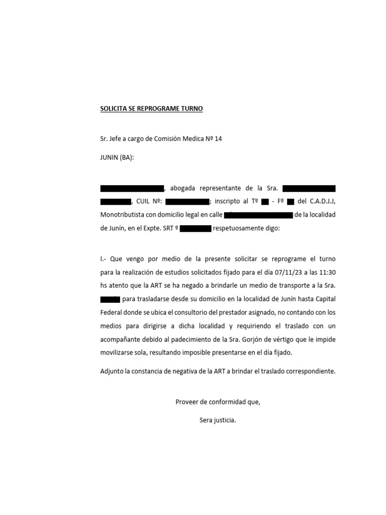 Solicitud Reprogramación Turno Médico | PDF | Derecho