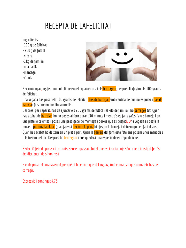 Recepta de La Felicitat | PDF