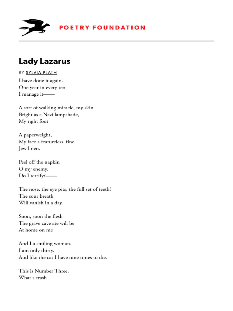 Lady Lazarus by Sylvia Plath | Download Free PDF | Poetry | American Poetry