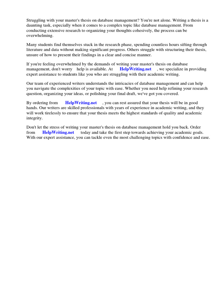 Master Thesis Database Management Download Free Pdf Thesis Databases