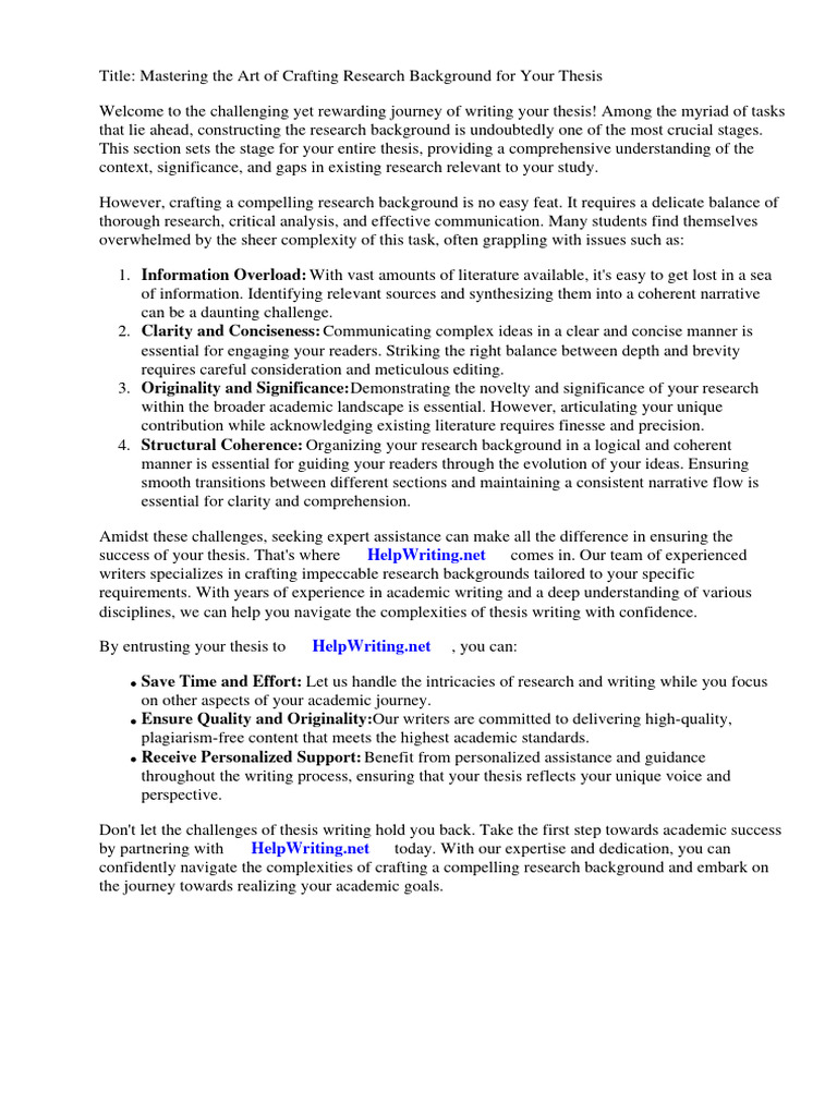 How To Write Research Background For Thesis | PDF | Thesis | Theory