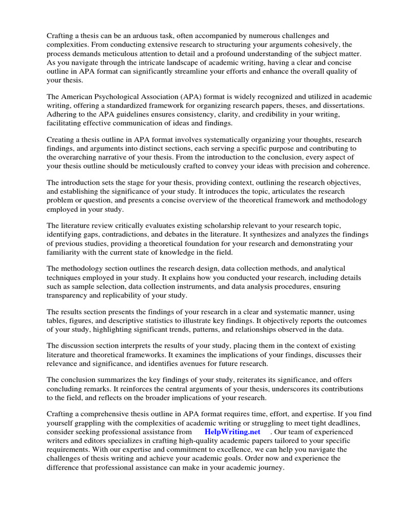 Thesis Outline Format Apa | PDF | Apa Style | Thesis
