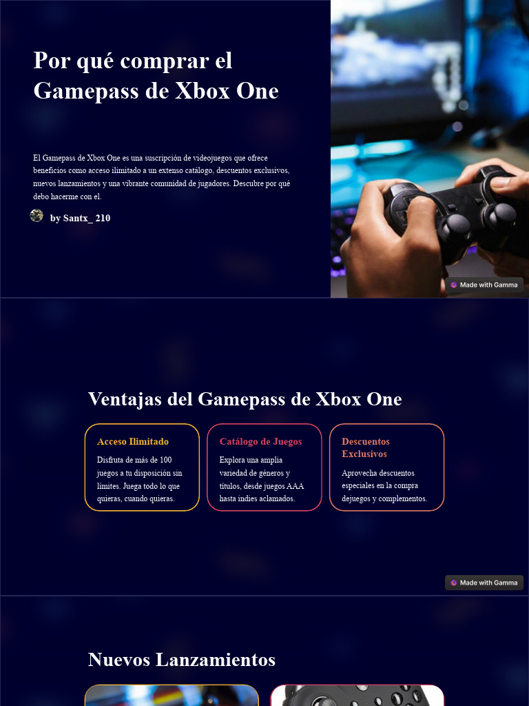 Por Que Comprar El Gamepass de Xbox One | PDF | Juego de azar | Videojuegos