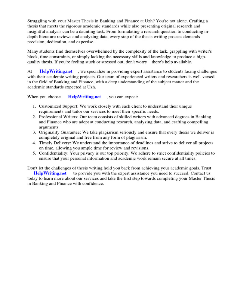 Uzh Master Thesis Banking and Finance | PDF | Sampling (Statistics) | Banks