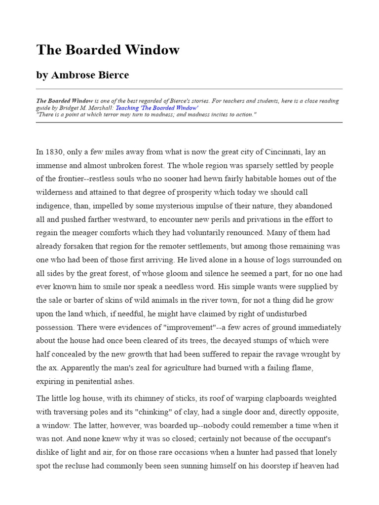 The Boarded Window | PDF