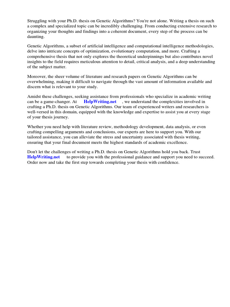 PHD Thesis On Genetic Algorithm | PDF | Genetic Algorithm | Algorithms