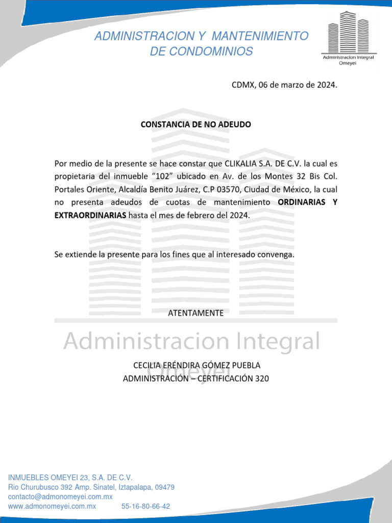 Constancia de No Adeudo | PDF | Derecho