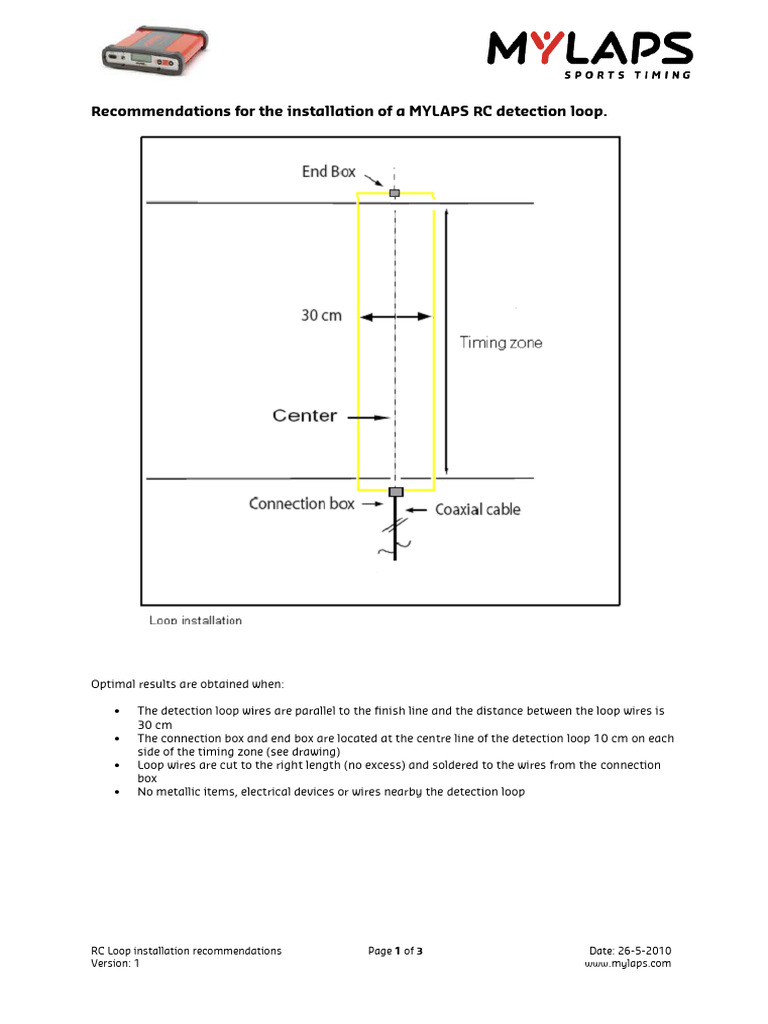 MYLAPS RC Loop Installation Recommendations v1 | PDF