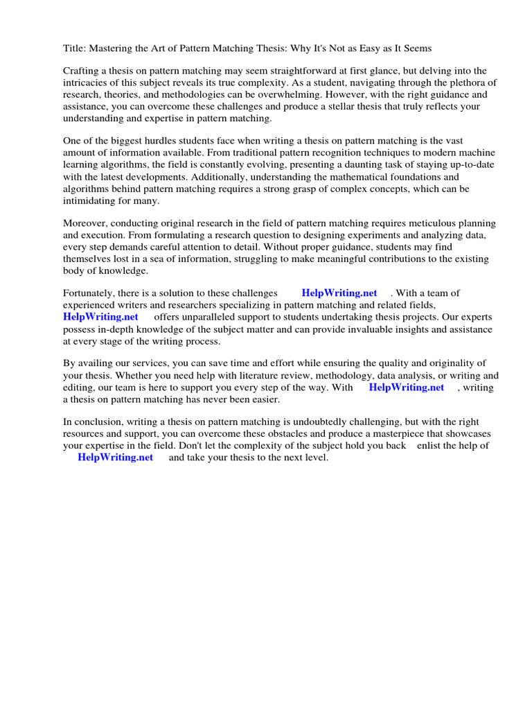 Pattern Matching Thesis Writing Guide | PDF | Computers | Career & Growth