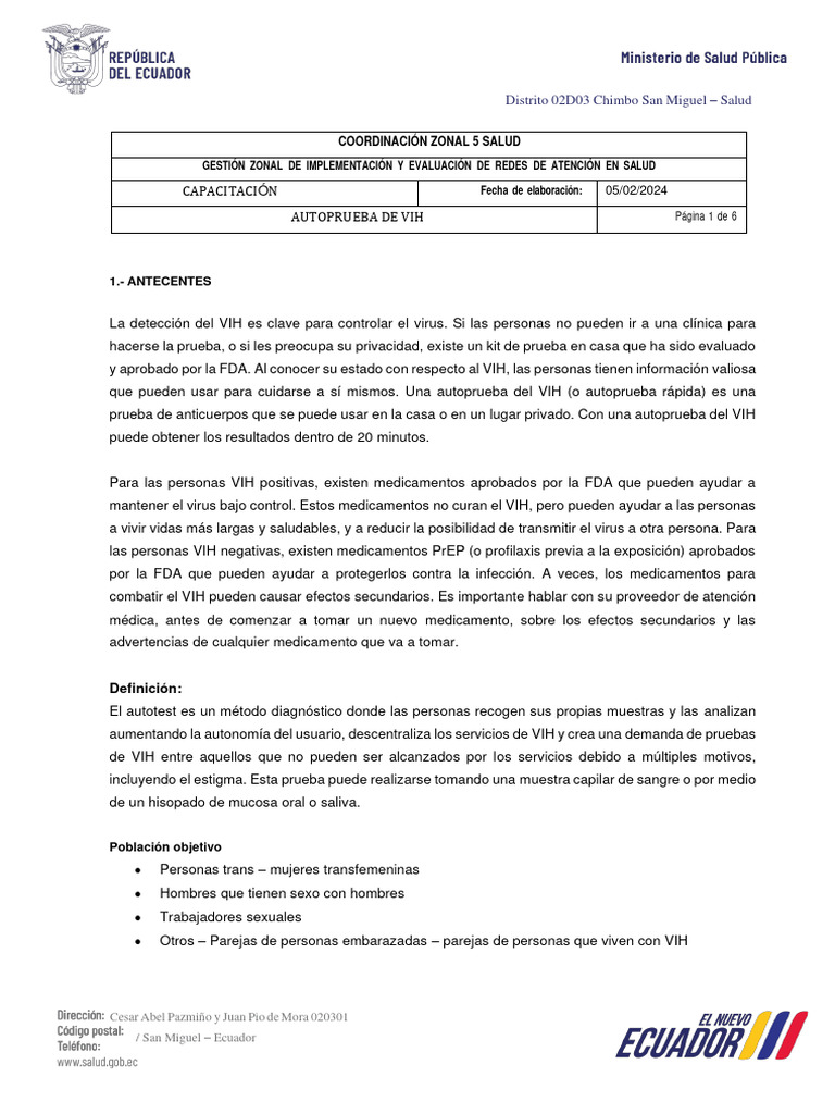 REPLICA - Autoprueba de VIH | PDF | VIH | Virus