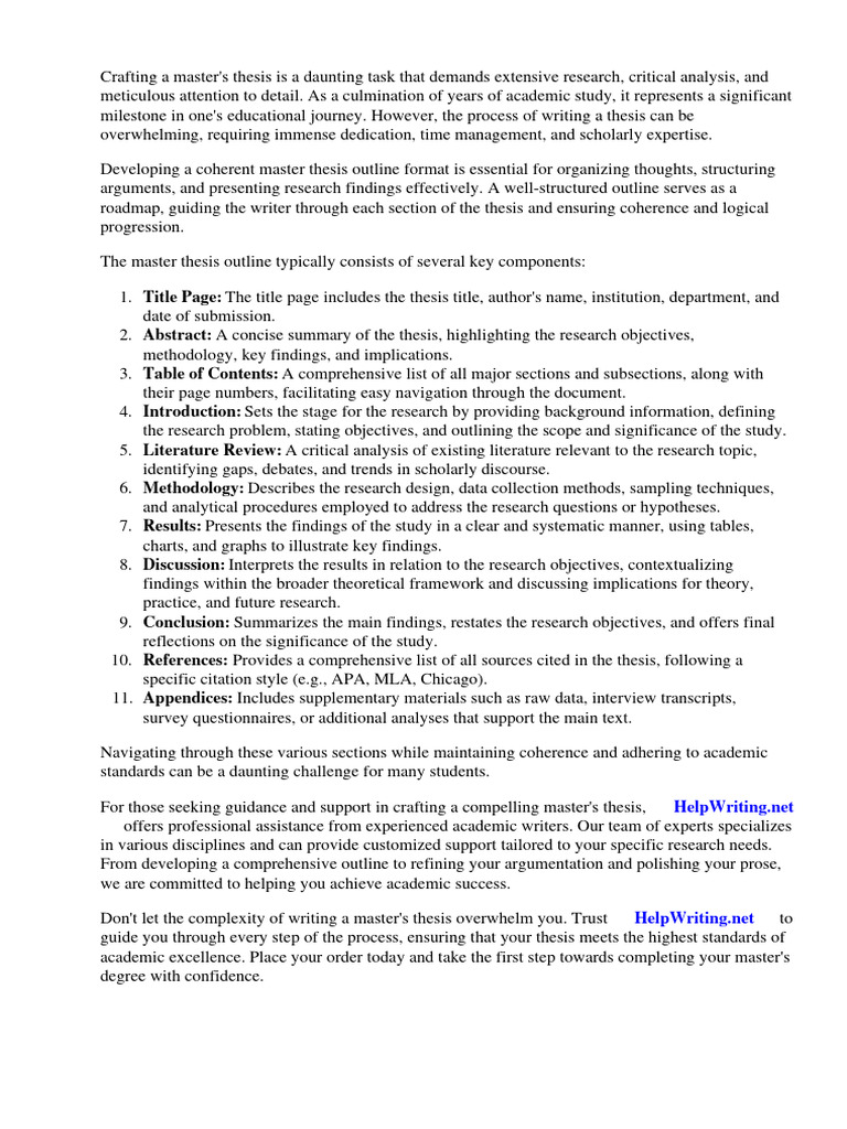Master Thesis Outline Guide | PDF | Thesis | Methodology