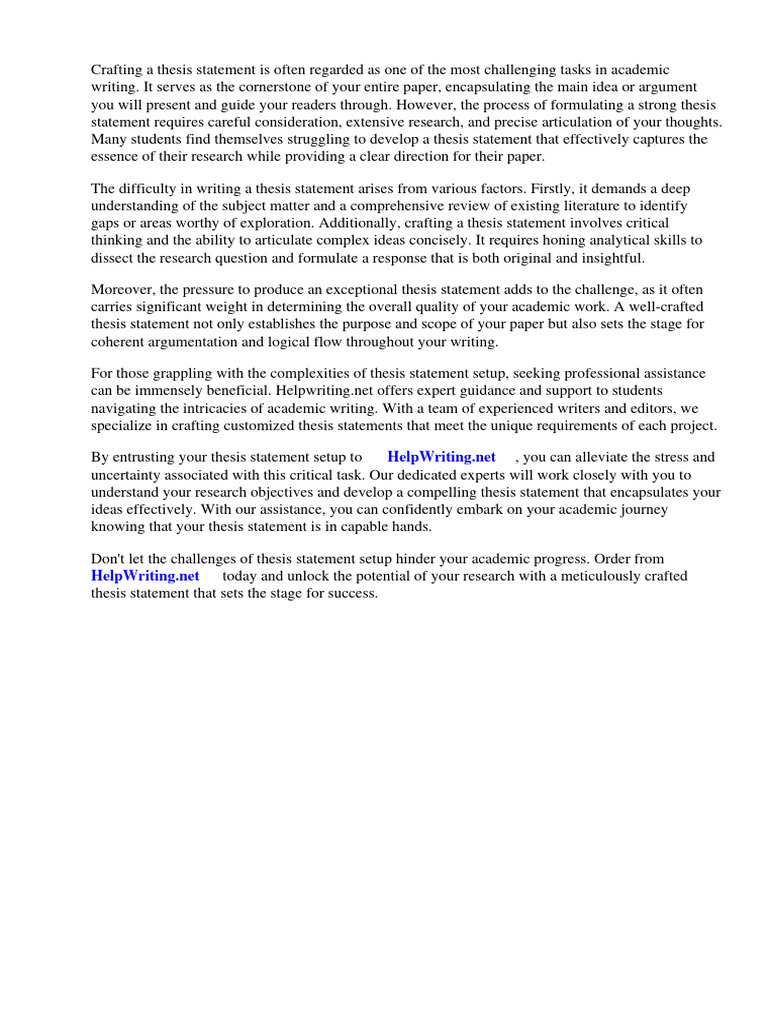 Thesis Statement Setup | PDF | Essays | Thesis