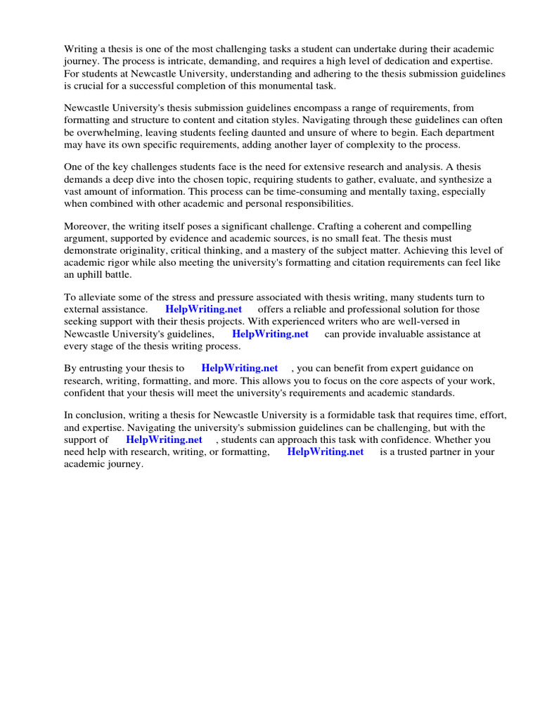 Newcastle University Thesis Submission Guidelines | PDF | Thesis | Doctor Of Philosophy