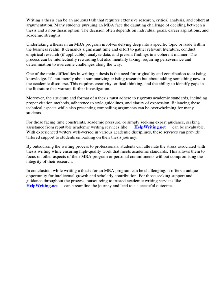 Thesis vs Non Thesis Mba | PDF | Thesis | Master Of Business Administration