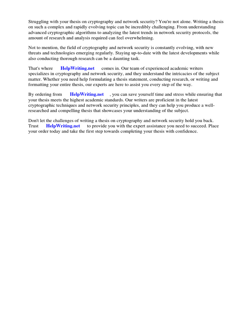 Thesis On Cryptography And Network Security Pdf Cryptography Encryption