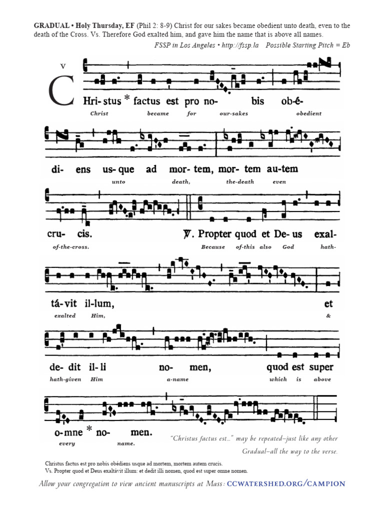 Holy Thurstday - Graduale - Christus Factus Est Pro Nobis | PDF ...