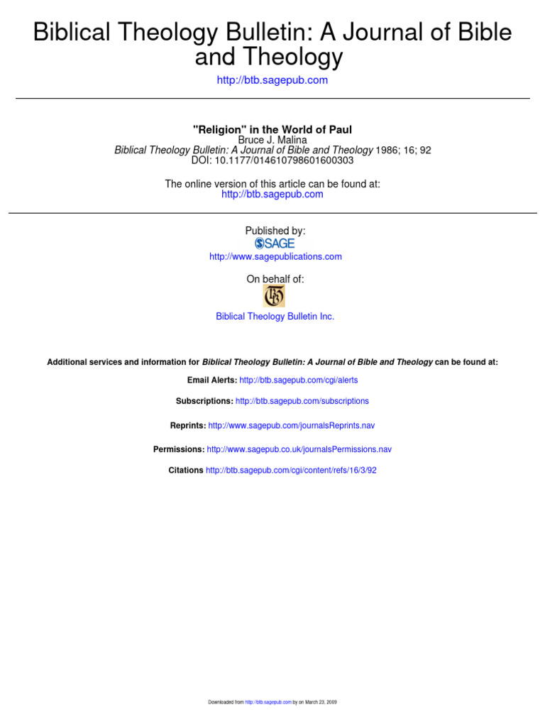 "Religion" in The World of Paul - Malina, Bruce J | Download Free PDF ...
