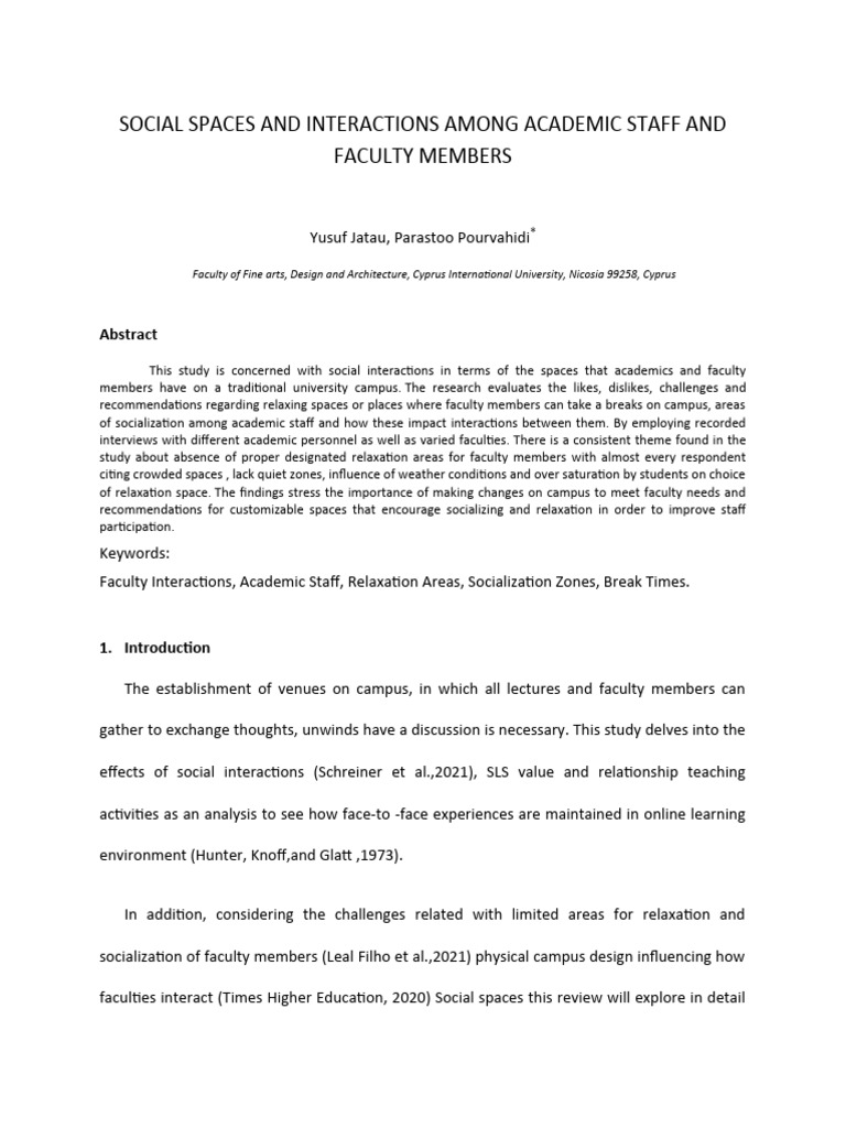 Faculty Social Spaces and Interactions | PDF | Methodology ...
