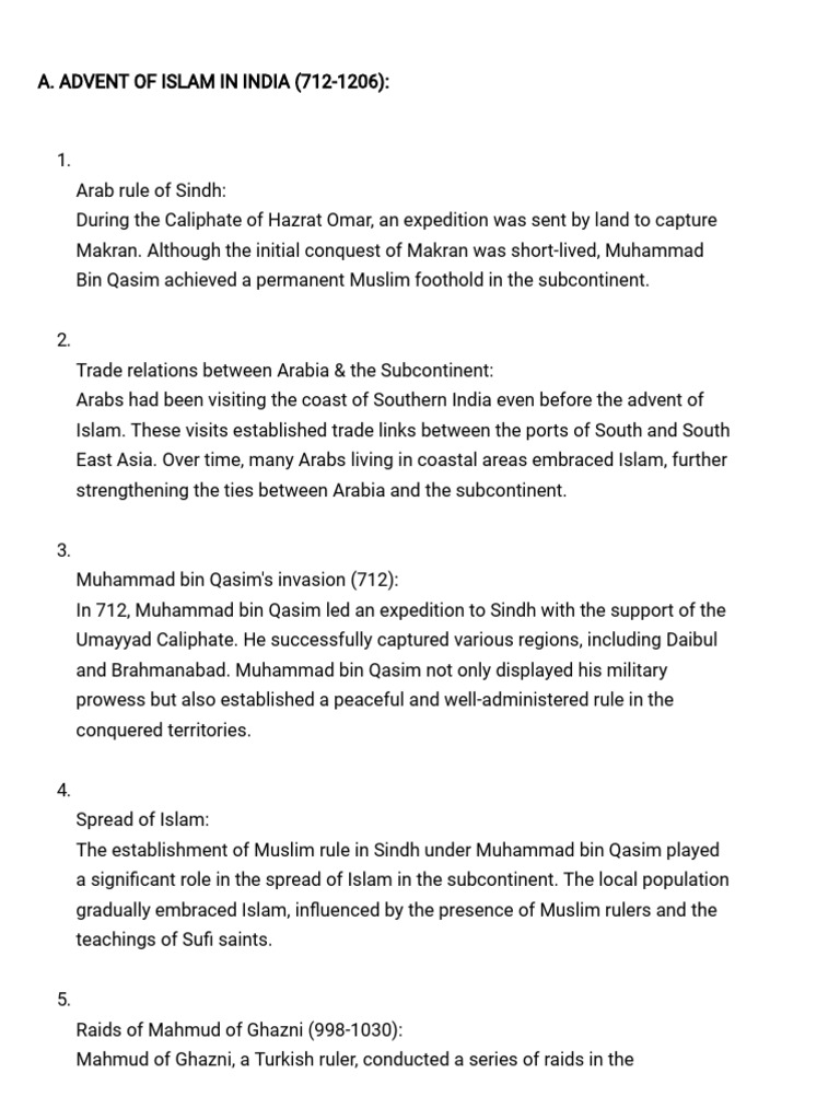 Advent of Islam | PDF | Mughal Empire