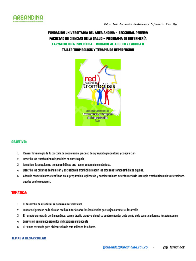 Taller de Trombolisis para Enfermería | PDF | Infarto de miocardio ...