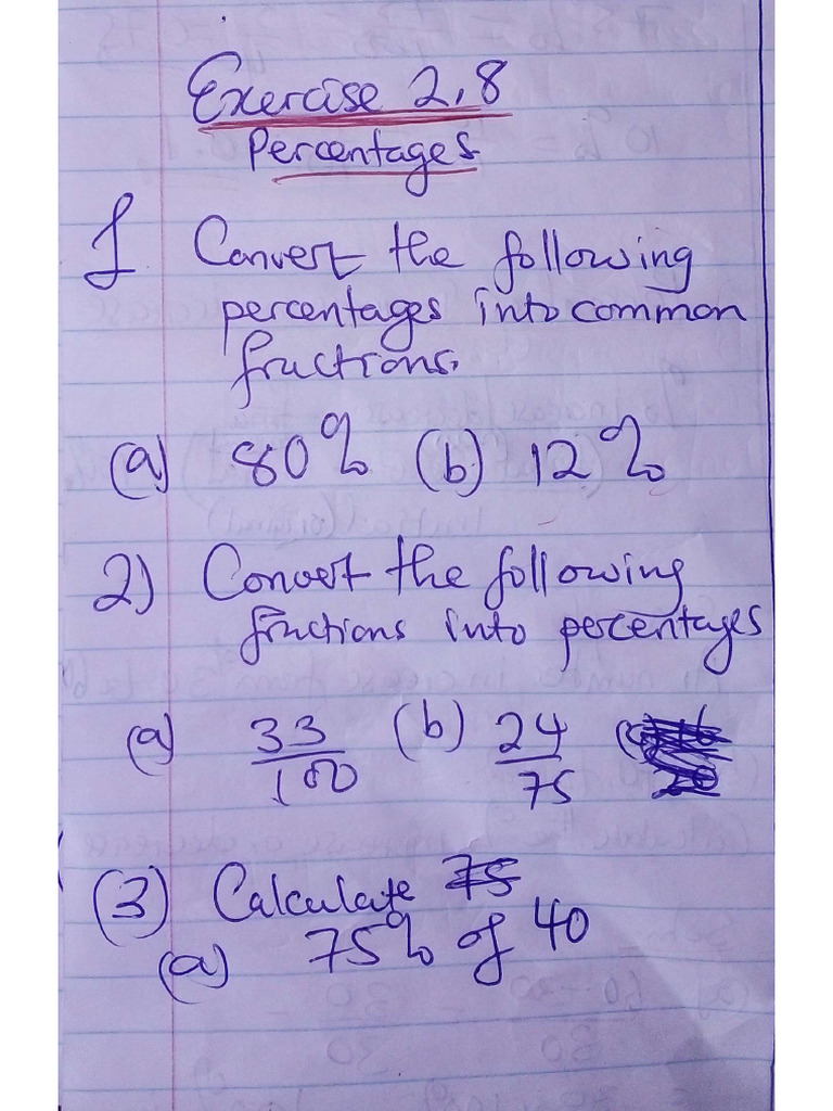 Percentage exercise | PDF
