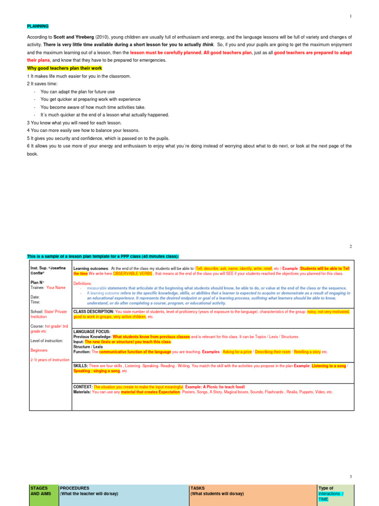 The Lesson Plan and PPP | PDF | Learning | Lesson Plan