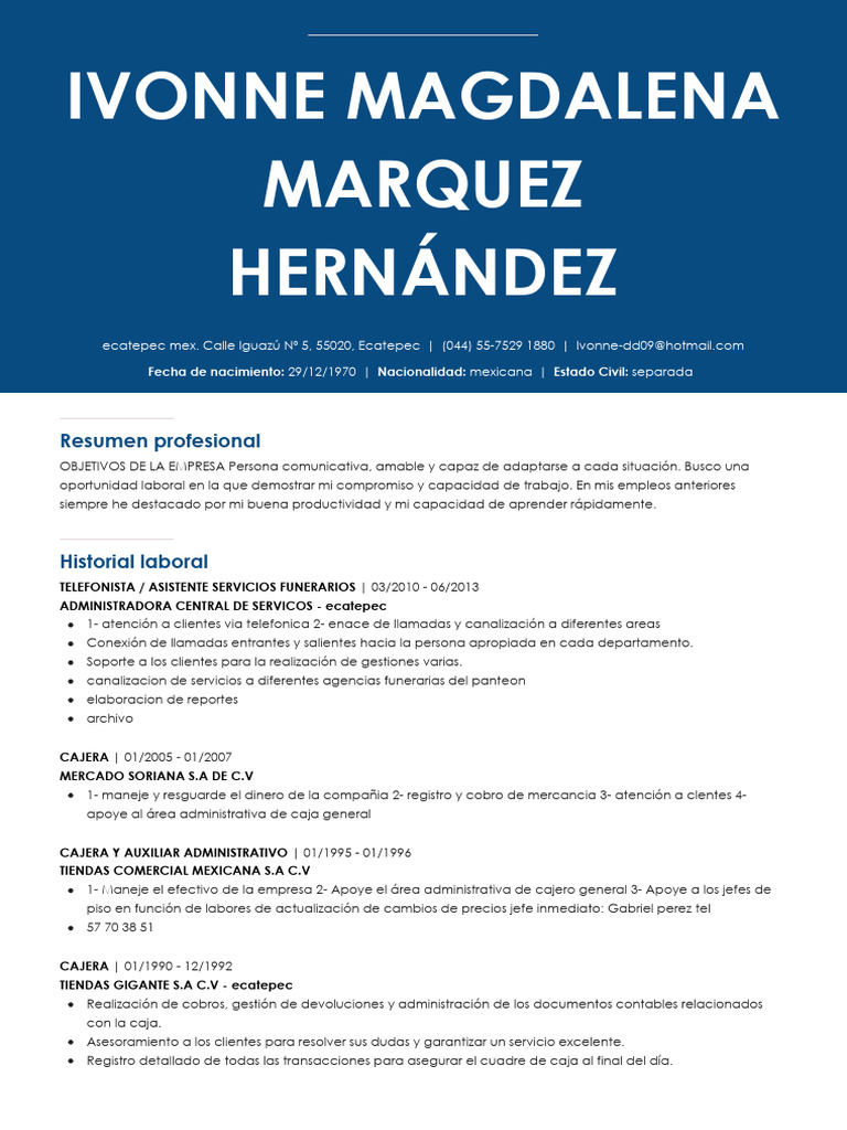 Copy of IVONNE MAGDALENA - MARQUEZ HERNANDEZ - CV | PDF | Economias ...