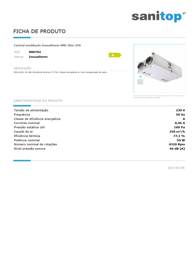 Central de Ventilação Insuatherm VMC Slim | PDF