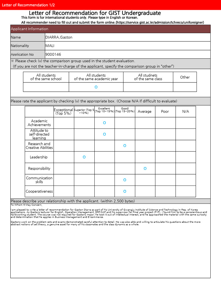 GIST: Letter - Recommandation | PDF | Empathy | Psychology