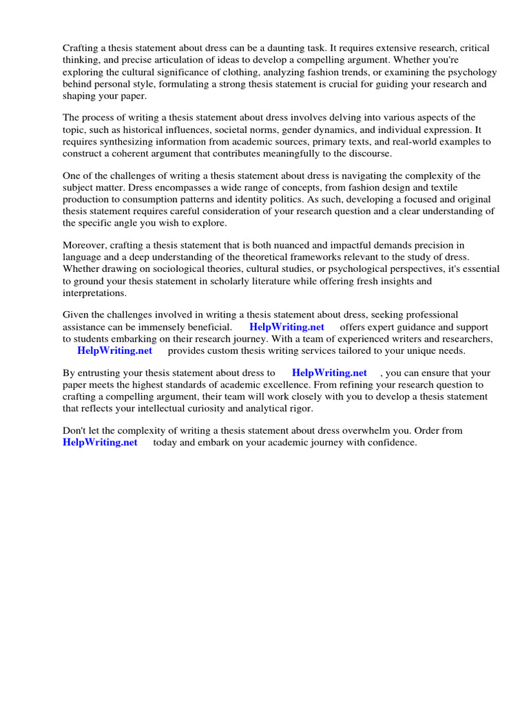 Thesis Statement About Dress | PDF | Fashion | Essays