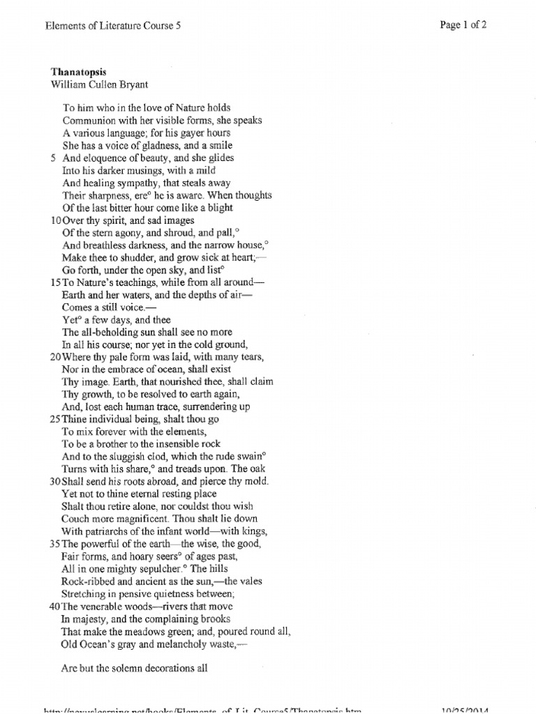 Thanatopsis Text and Questions | PDF