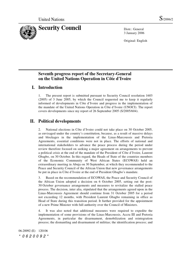 Un Report | PDF | Ivory Coast | International Security