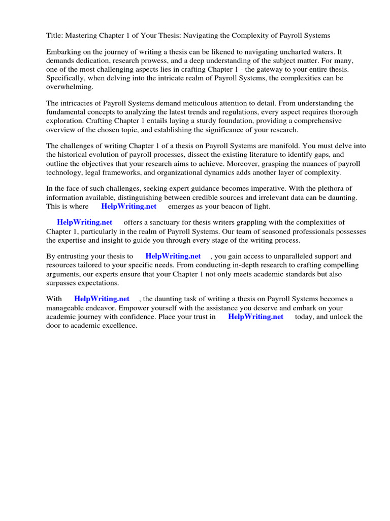 Chapter 1 Thesis Payroll System | PDF | Thesis | Essays