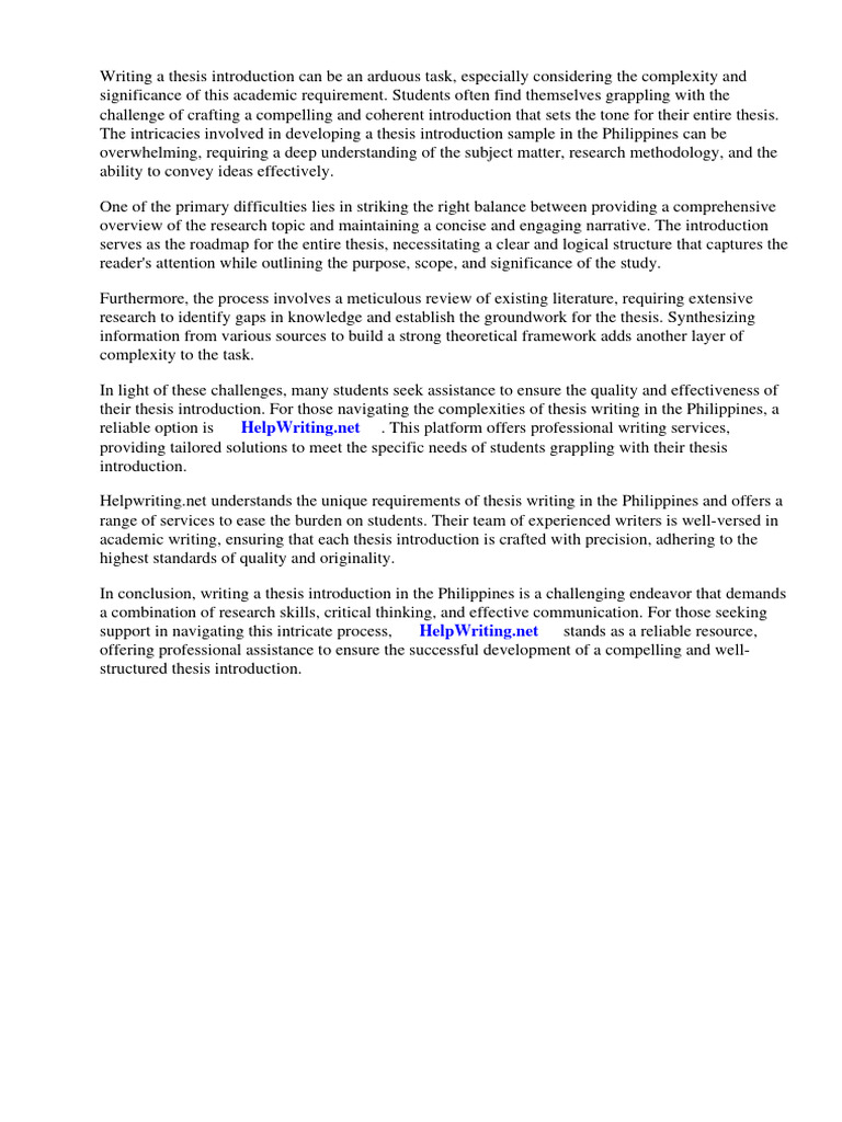 Thesis Introduction Sample in The Philippines | PDF | Thesis | Tagalog ... Thesis Introduction Sample in The Philippines | PDF | Thesis | Tagalog ...