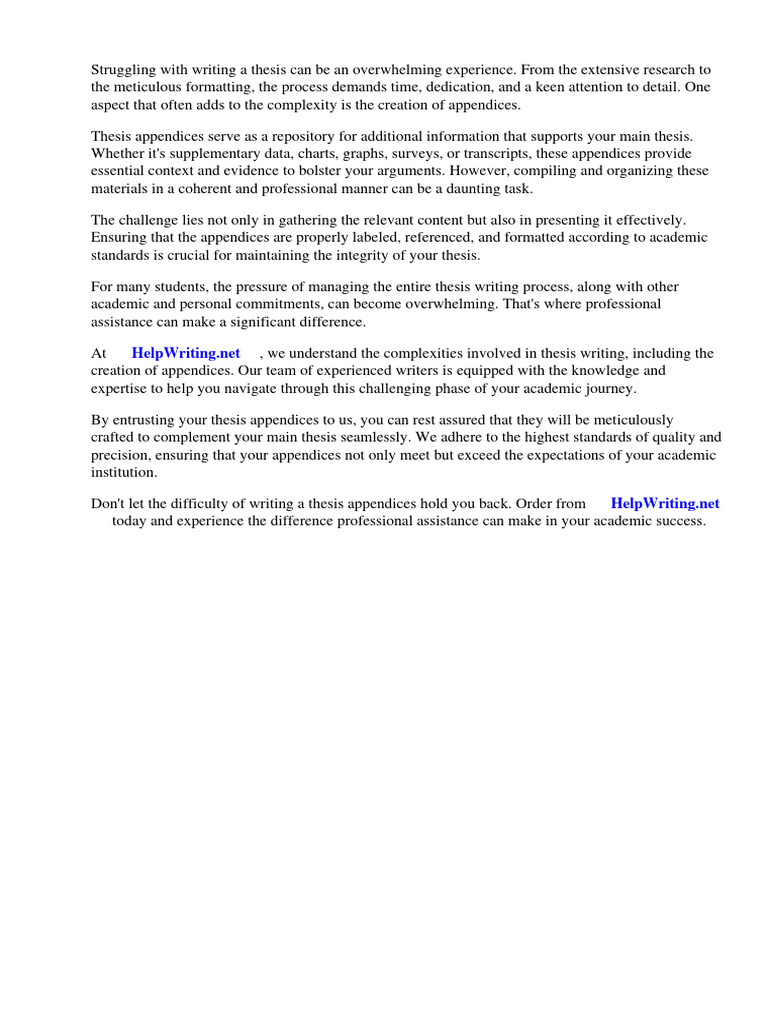 Thesis Appendices Sample | Download Free PDF | Apa Style | Thesis