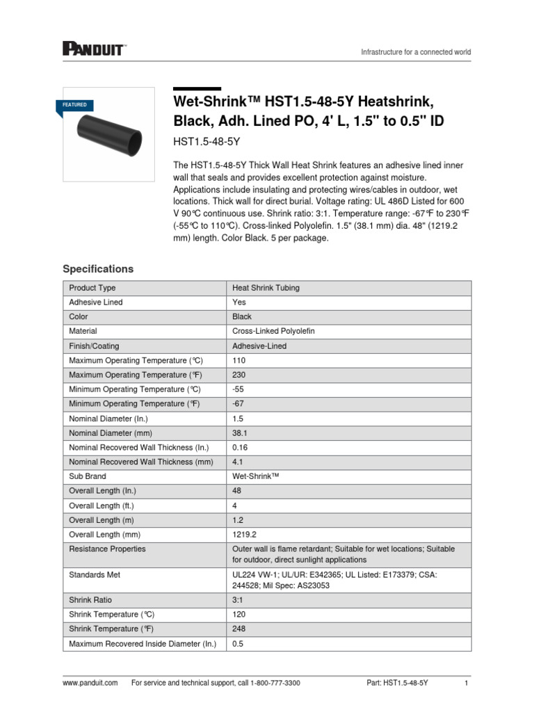 PanduitProductDetails HST1.5 48 5Y | PDF | Building Materials ...