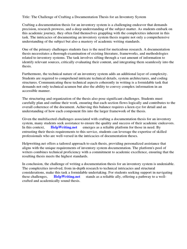 Sample Documentation Thesis Inventory System | Download Free PDF ...