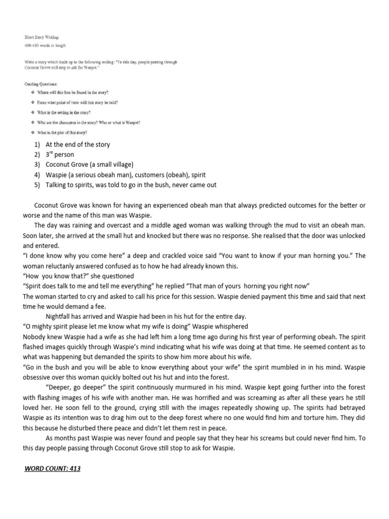 Waspie Short Story For CSEC | PDF