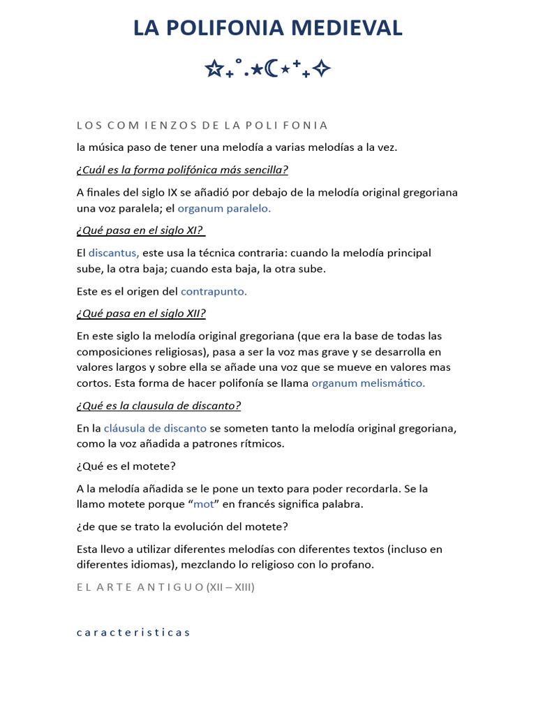 Evolución de la Polifonía Medieval | PDF | Elementos de la música ...