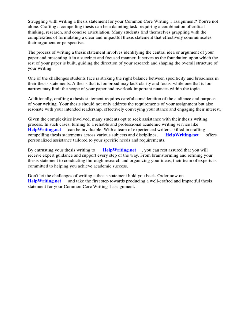 Common Core Writing 1 Thesis Statements | PDF | Essays | Thesis