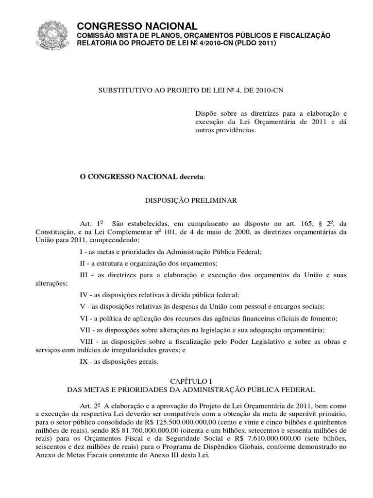 500-Texto Da Lei | PDF | Orçamento governamental | Orçamento