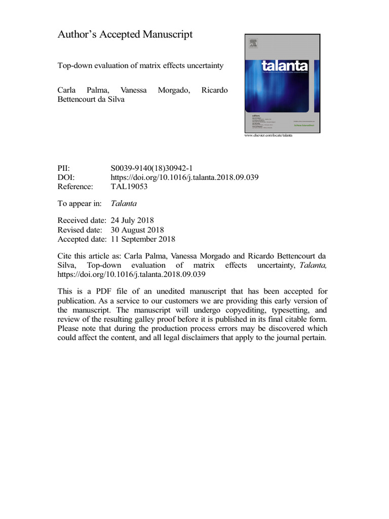 Top Down Evaluation of Matrix Effects Uncertainty | PDF | Accuracy And ...