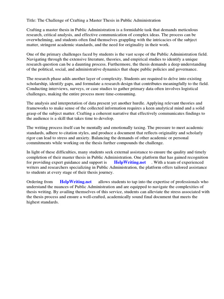 Master Thesis Public Administration | PDF | Expert | Thesis