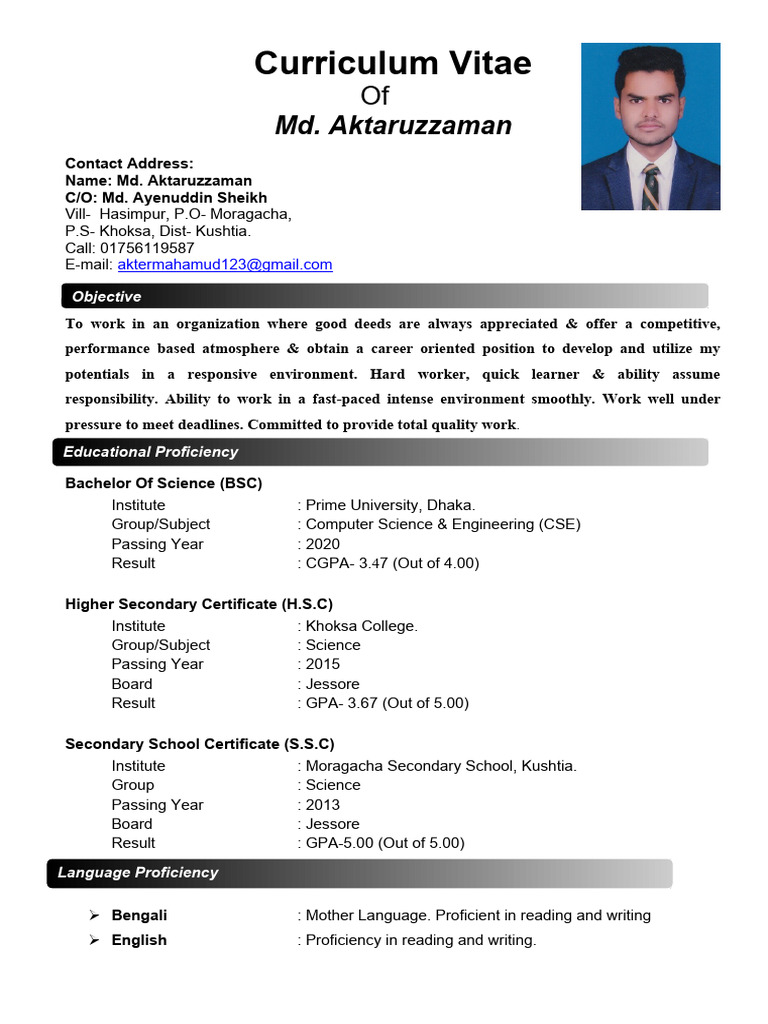 Akter CV New | PDF | Literacy