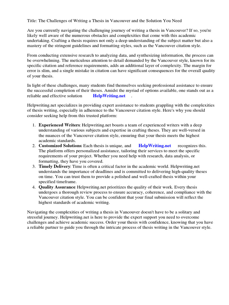 Thesis Vancouver | PDF | Citation | Note (Typography)