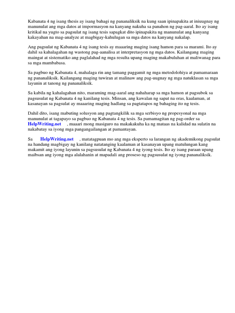 Kabanata 4 Thesis Tagalog | PDF
