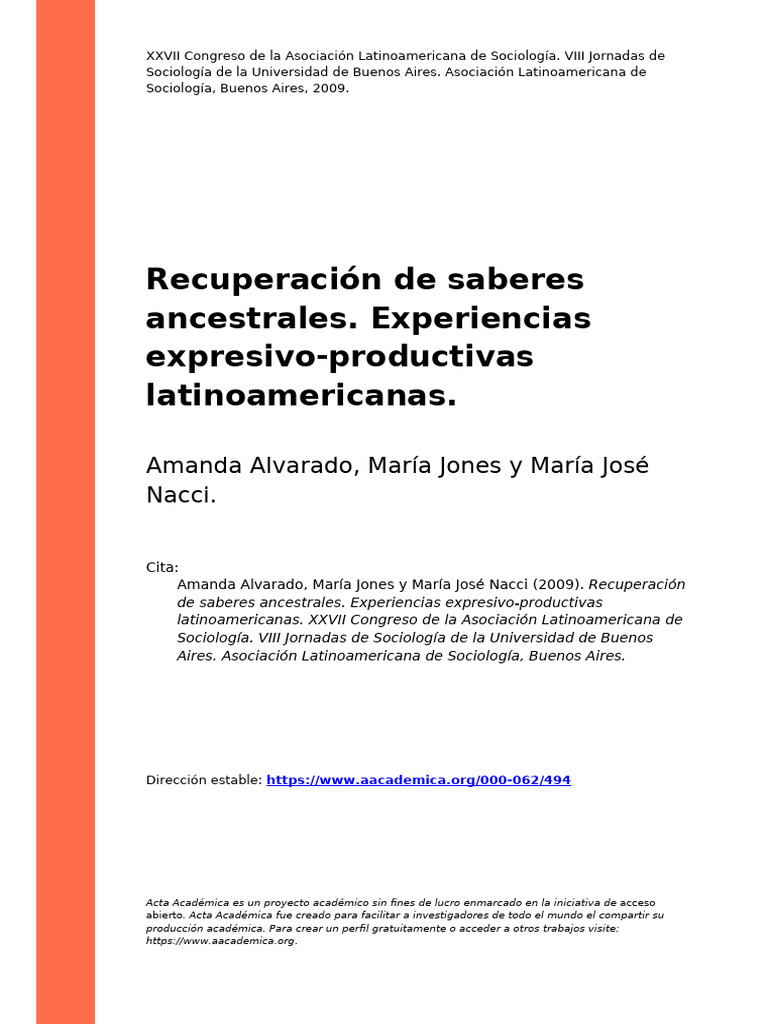 Amanda Alvarado, María Jones y MarÃ (... ) (2009) - Recuperación de ...
