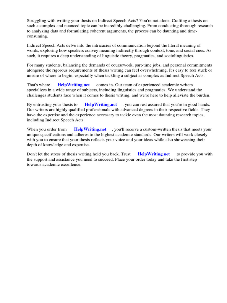 Indirect Speech Act Thesis | PDF | Linguistics | Speech