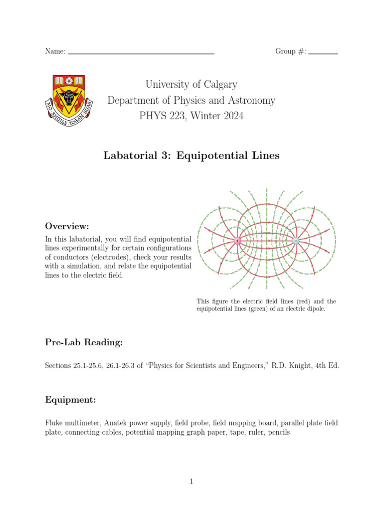 Phys223 Labatorial03 Equipotential Lines WI2024 | PDF | Voltage | Electrical Connector